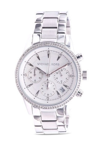Michael Kors Ritz Chronograph Stainless Steel Crystal Ladies Watch ...