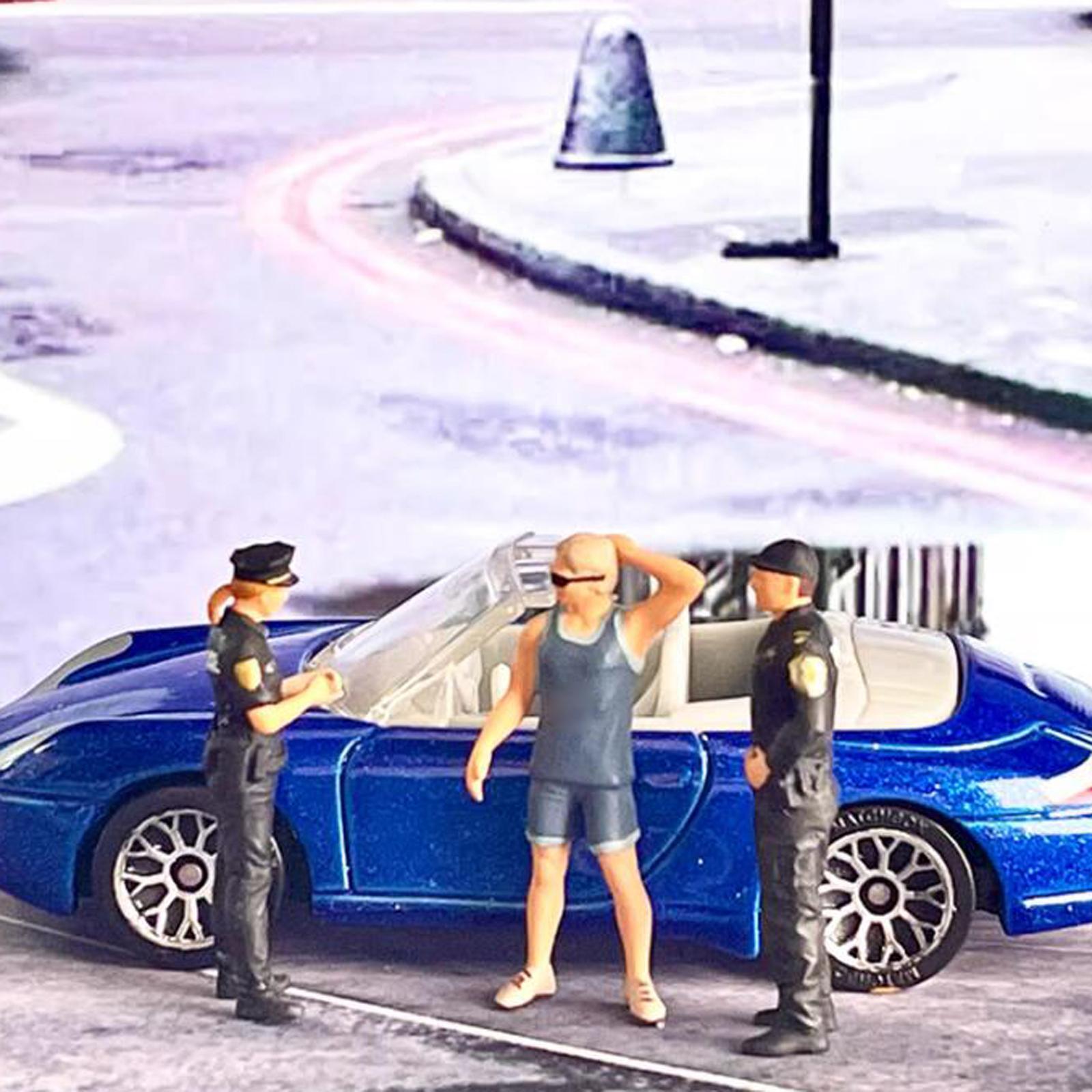 3 Pieces 1/64 Cops and Men Figures Layout DIY Projects Resin Figurines ...