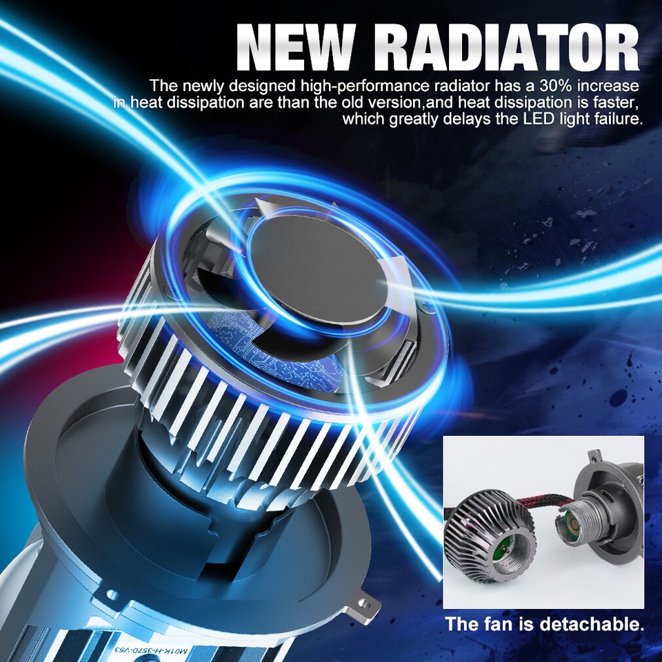 2Pcs H4 Mini Bi-LED Projector Lens LED Headlight Hi-Lo 30000LM 130W ...