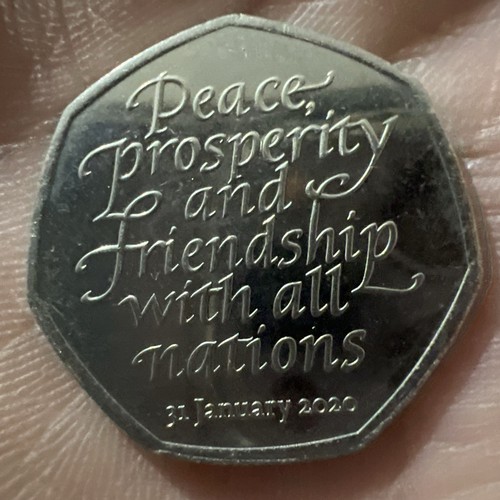 Very Rare (Brexit) 50p Coin Peace Prosperity And Friendship With All ...