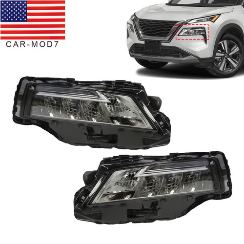 Left&Right Headlights Chrome LED Headlamps For Nissan Rogue SL/SV 2021 ...