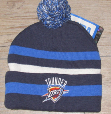 Oklahoma City Thunder NBA Team Striped Winter Knit Cuffed Hat Cap size ...