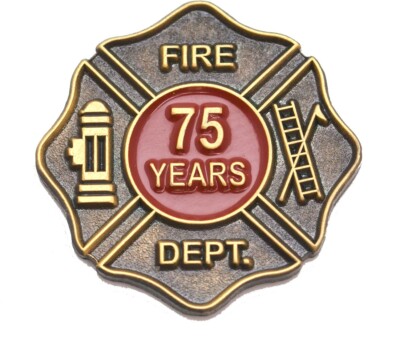 Firefighter Years of Service Pin - 75 Year - Antique Gold (New) Size 3/ ...