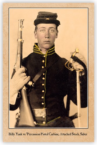 Billy Yank & Pistol Carbine Saber Civil War Vintage Photograph Card CDV ...