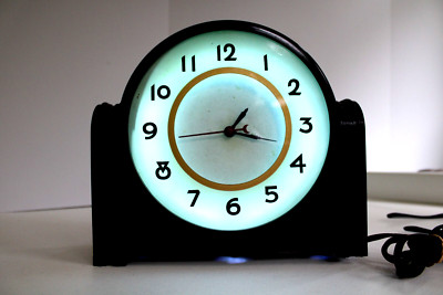 MID CENTURY MODERN LACKNER NEON GLO CLOCK BLUE NEON LIGHT MODEL WORKS ...