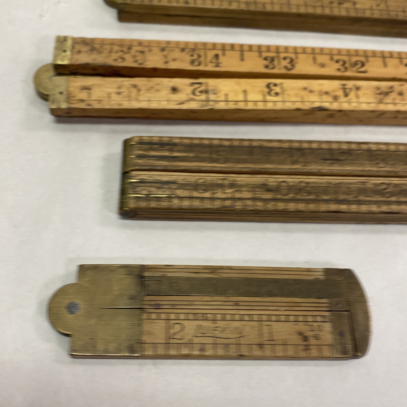 Six Diff Stanley Lufkin Boxwood Brass Carpenters Folding Ruler Lot vtg ...