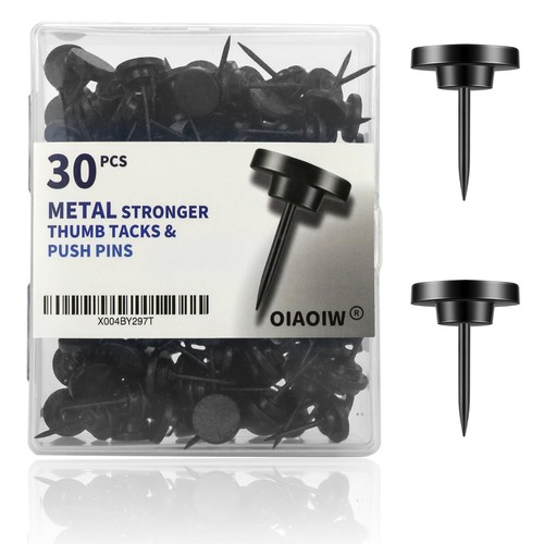 30 PCS Metal Black Push Pins for Wall Clear Thumb Tacks for Walls Flat ...