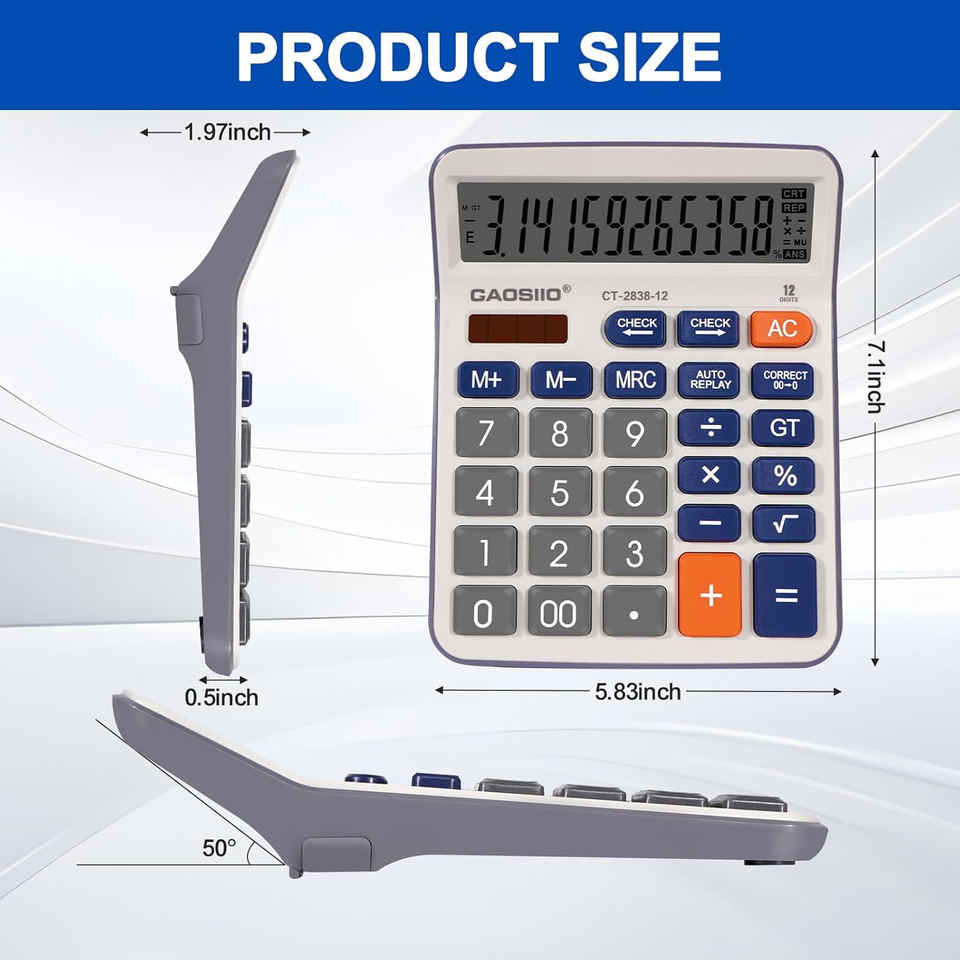 Desktop Calculator, Extra Large 5 Inch LCD Display, Desk Calculator, 12 ...