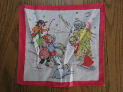 Mid-Century Vintage German Childs Handkerchief - 9.25" - Angel/Cherubs ...