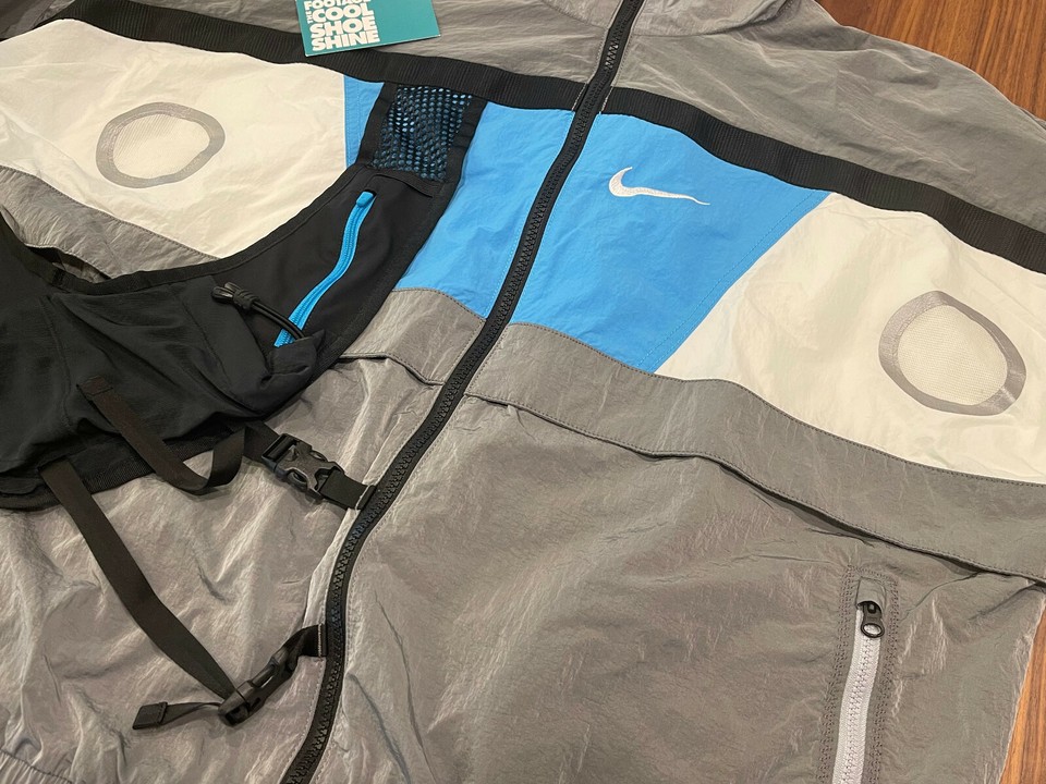 2019 NIKE LAB NRG ISPA NYLON REFLETIVE JACKET GREY WHITE BLACK POWDER ...