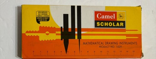 Camel Scholar Mathematical Drawing Instruments Tin Box Vintage Compass ...