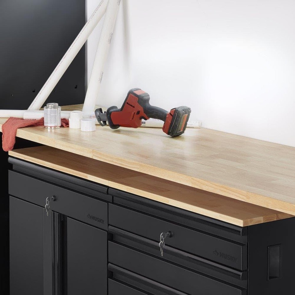 Husky 56" x 23" Solid Wood Work Surface Workbench Top for Steel Garage ...