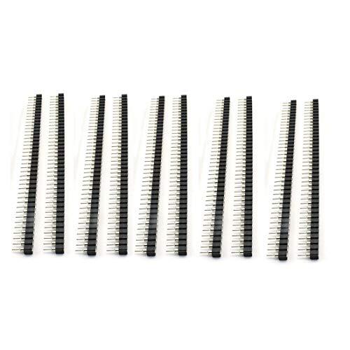 10Pcs 2.54mm 40Pin Round Female Socket Pin Header Strip 1x40P Single ...