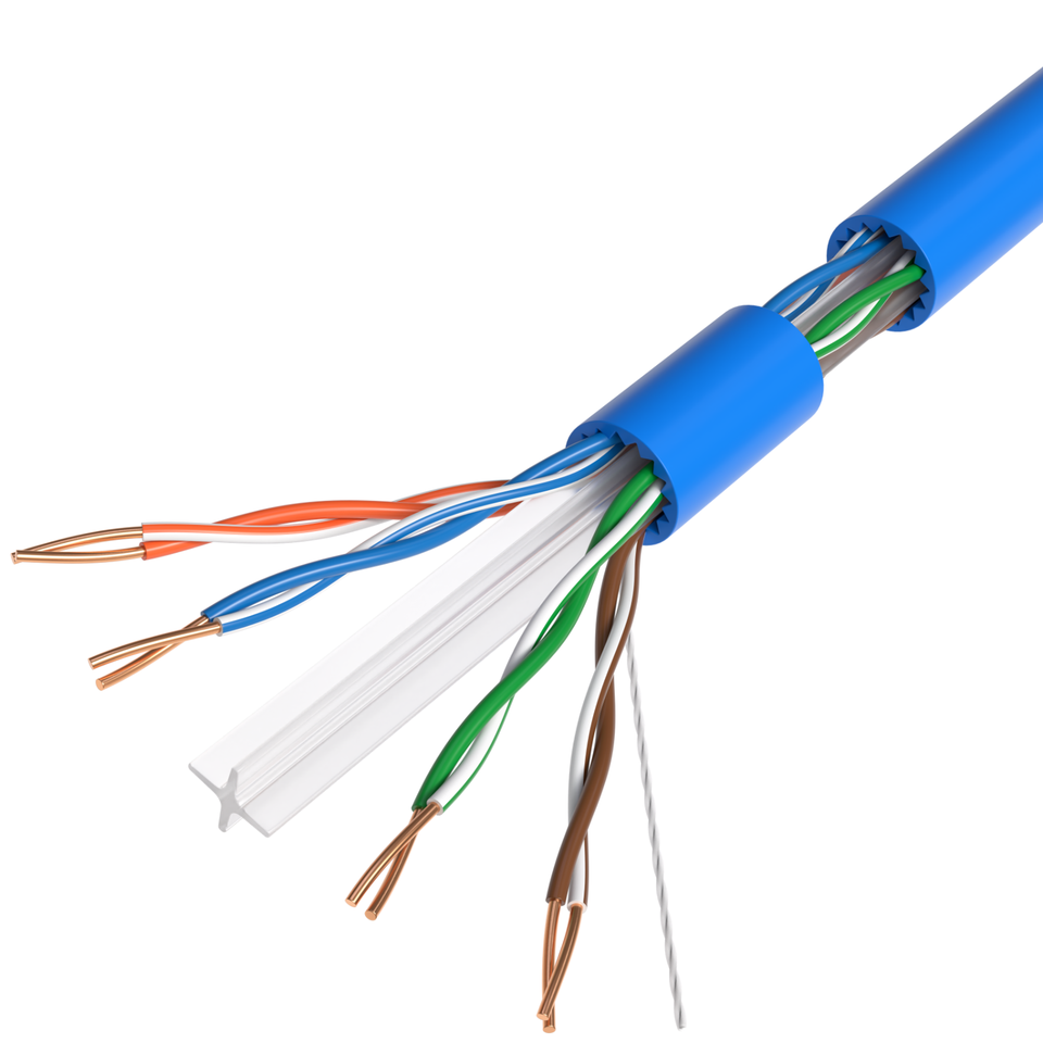 Cat6A Blue UTP 1000ft Solid Copper Ethernet Cable 23AWG 10Gbps High ...