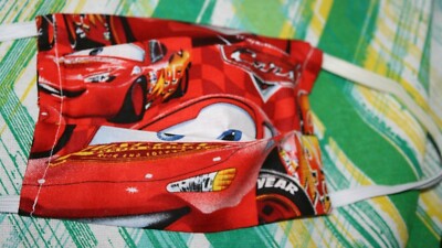 Cars Face Mask Child Size Cotton McQueen 2 Layers Fabric Filter Pocket ...