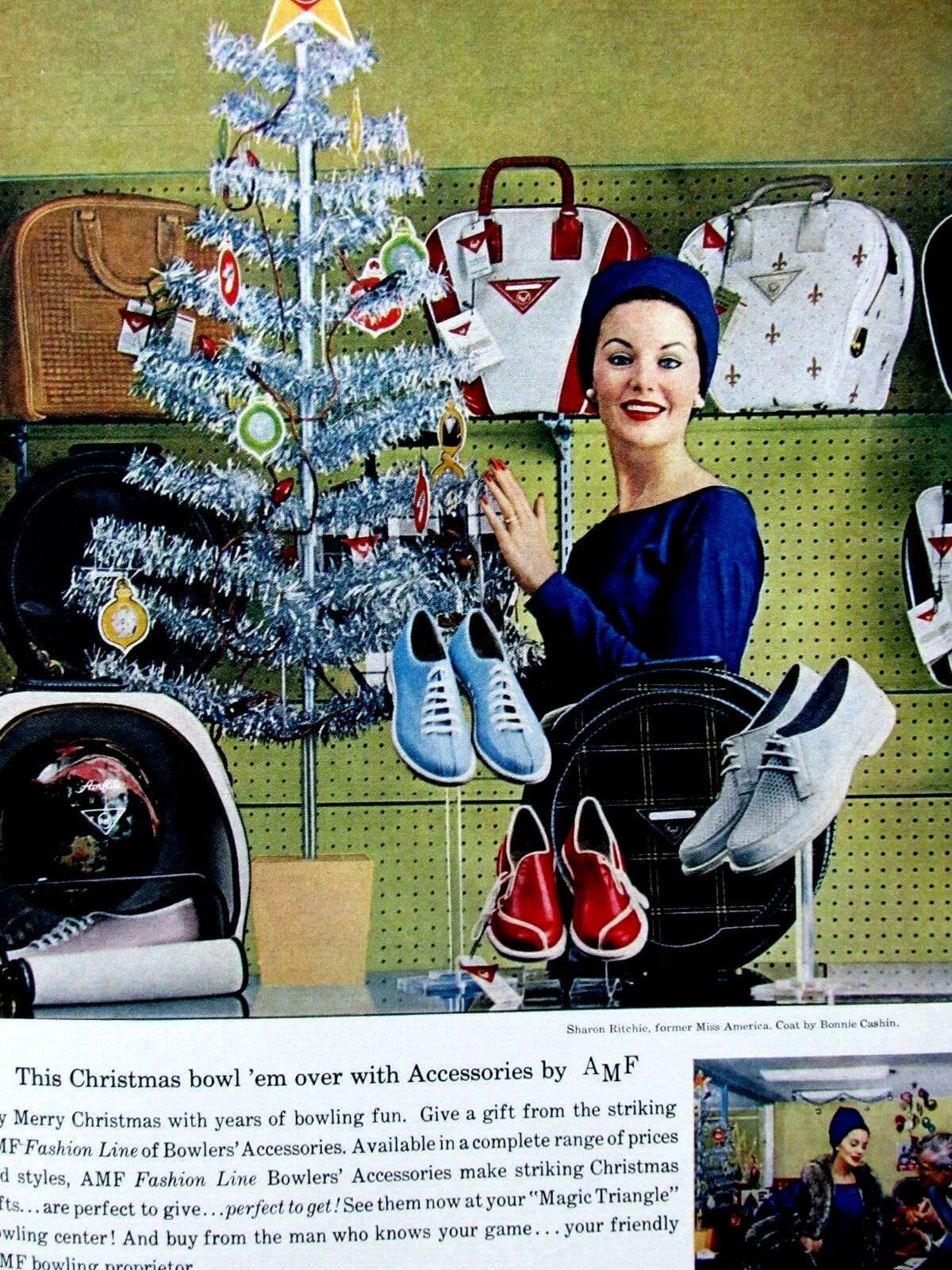 Sharon Ritchie Miss America Vintage 1960 AMF Bowling Original Print Ad ...