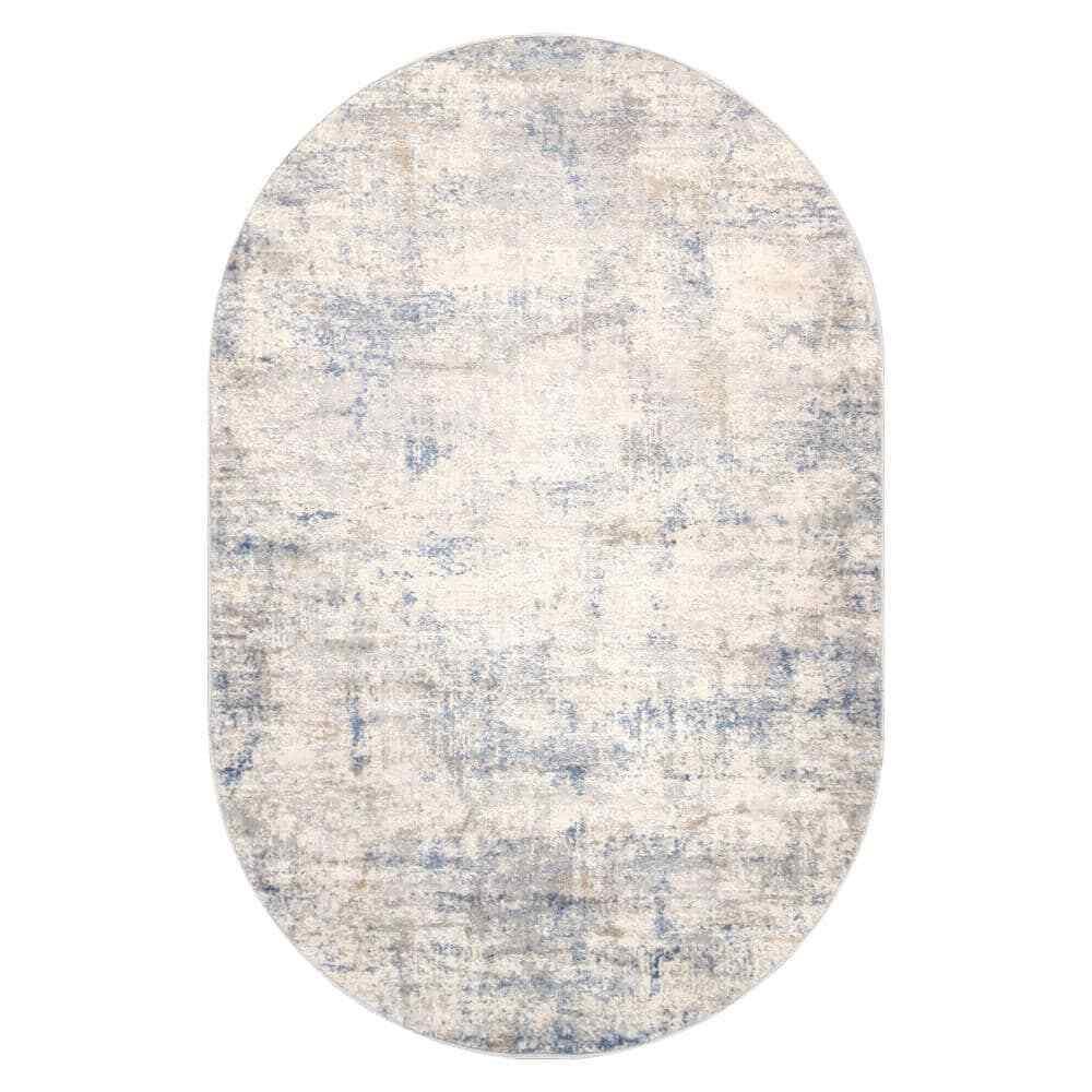 Efes Light Grey Oval Abstract Area Rug 4 ft x 6 ft | New with Tags