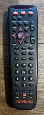 Adelphia Universal TV CABLE VCR Remote Tested Works | eBay