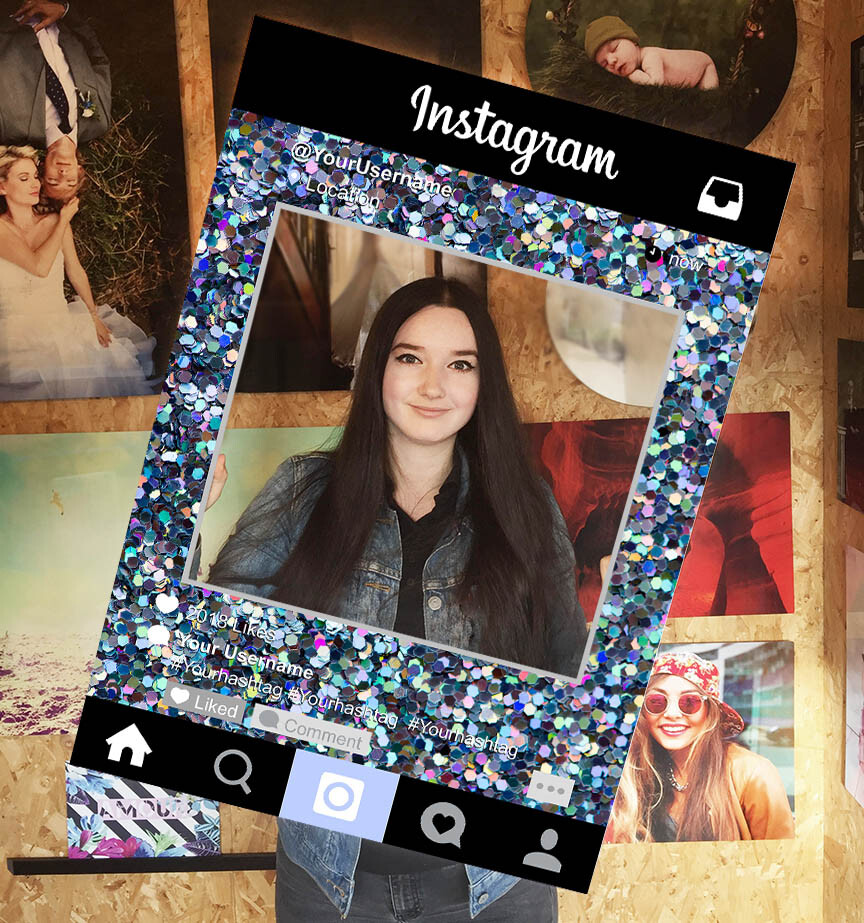 SB5-098 Personalised Selfie Frame Instagram Board Party Sparkle Pink ...