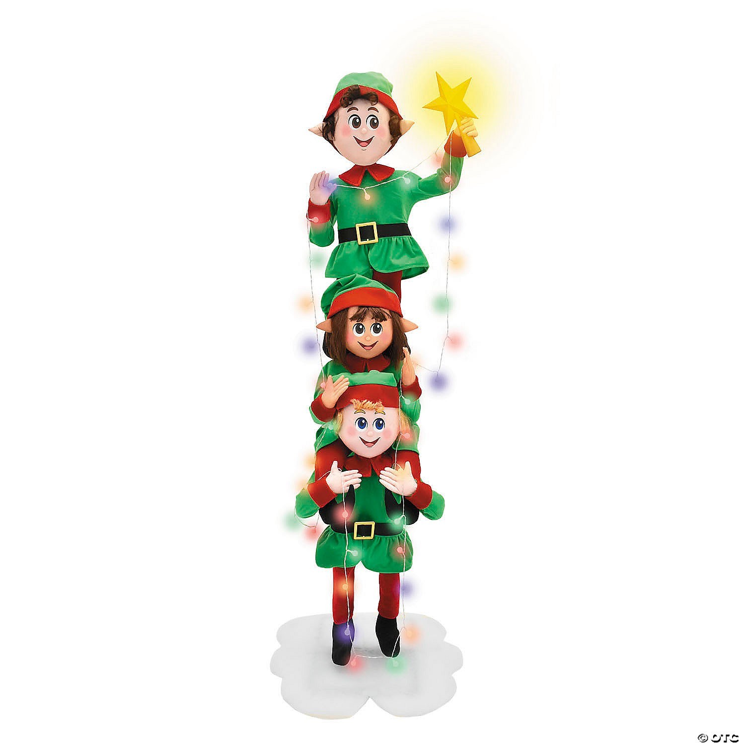 6.5 Ft Elf Stack Animated Lights & Sound Outdoor Christmas Yard ...