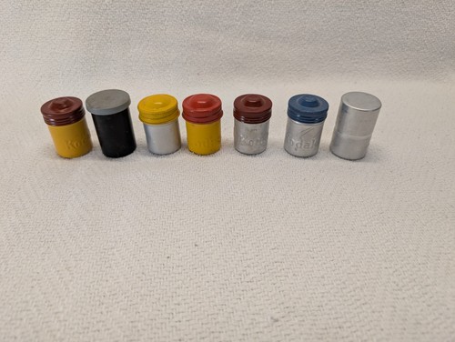 Vintage 7 Film Roll Canisters Empty Cans Tin Metal Plastic 35mm some ...