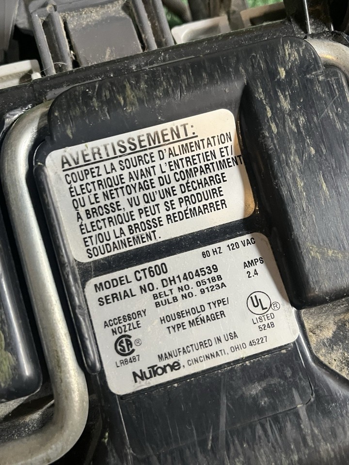 NuTone CT600 Deluxe Central Vacuum Electric Power Nozzle - Untested | eBay