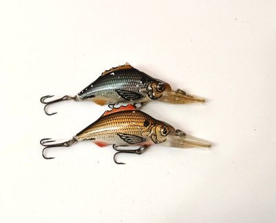 (2) Vintage Tom Mann's Hackleback Rooter Bowfin Crankbait Fishing Lures ...