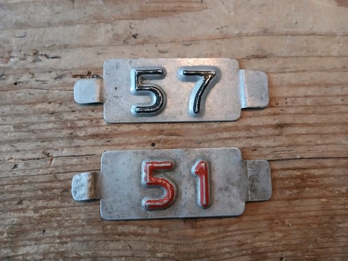 Lot Of 2 Antique Auto License Plate Tabs metal tab 1951 & 1957 Car ...