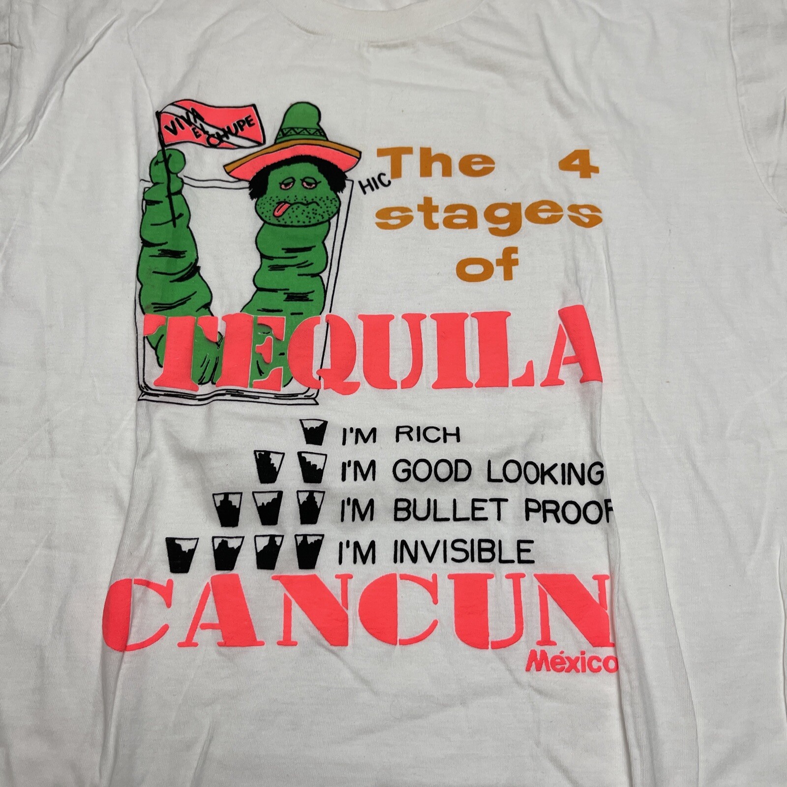The 4 Stages Of Tequila Cancun Drinking Party Vintage… - Gem