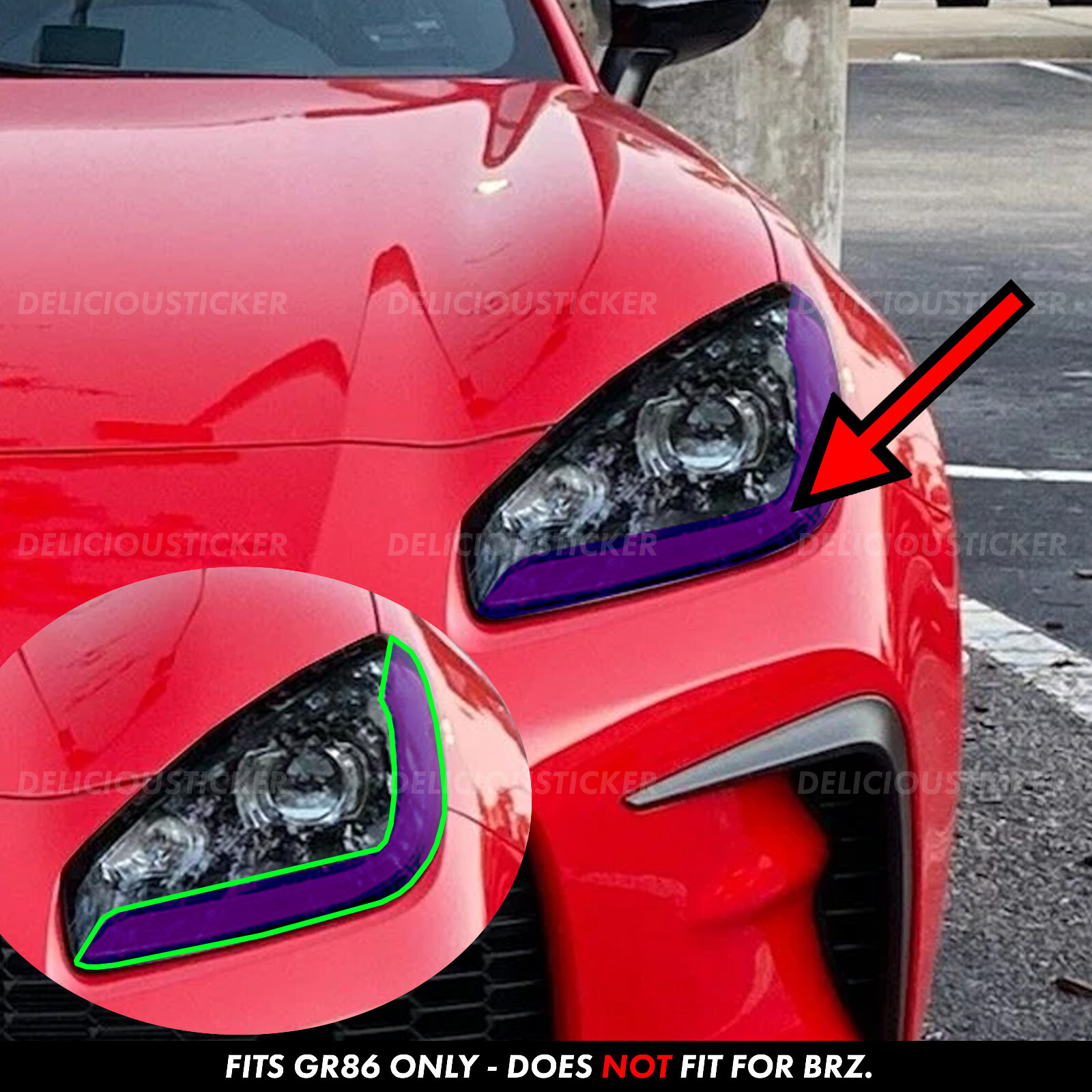 For 2022-2025 Toyota GR86 Purple DRL Head Light Overlay Tint Precut ...
