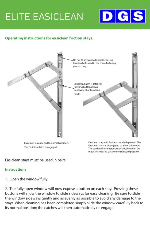 12 Inch Easy clean Friction Stay Upvc Window Hinges, PAIR. 90 Degree ...
