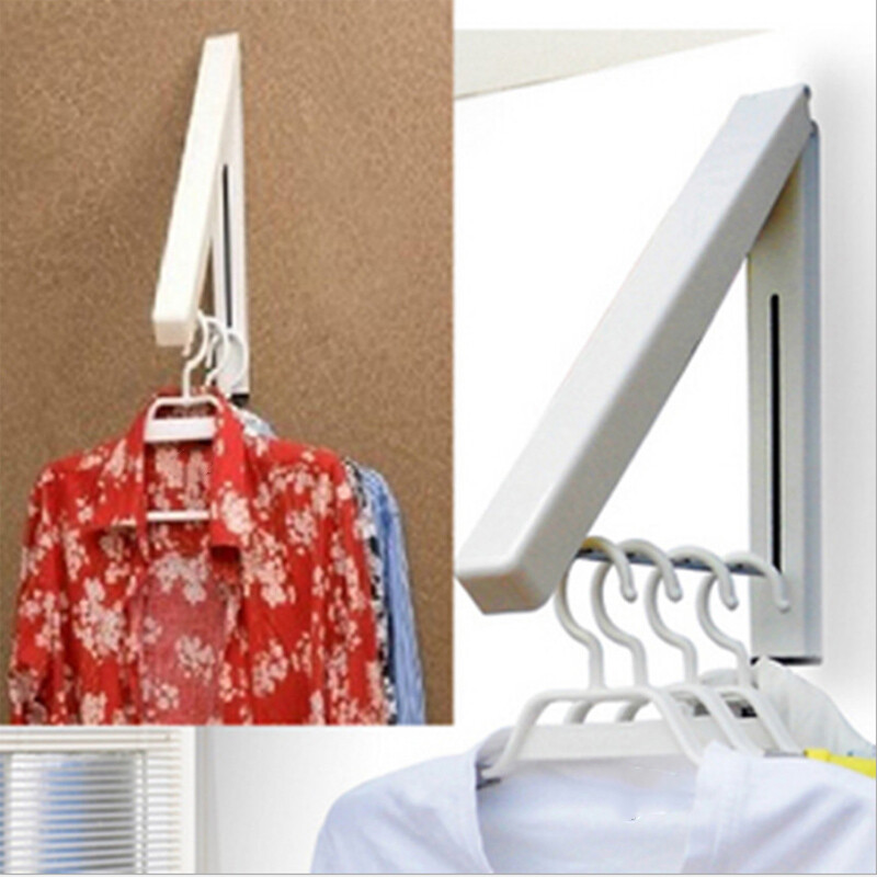 Foldable Retractable Wall Mounted Hanger Clothes Organizer Drying Rack ...