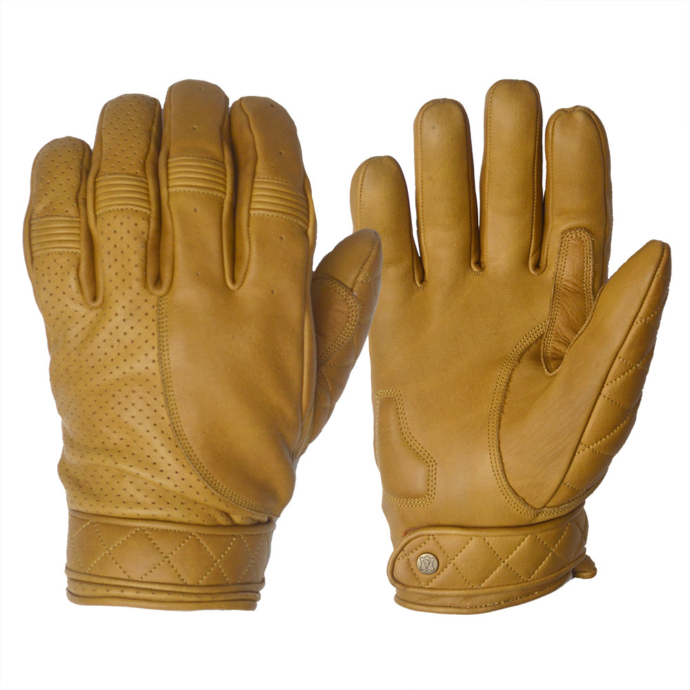 Goldtop Sand Tan Leather Short Classic Bobber Cruiser Motorcycle Gloves ...