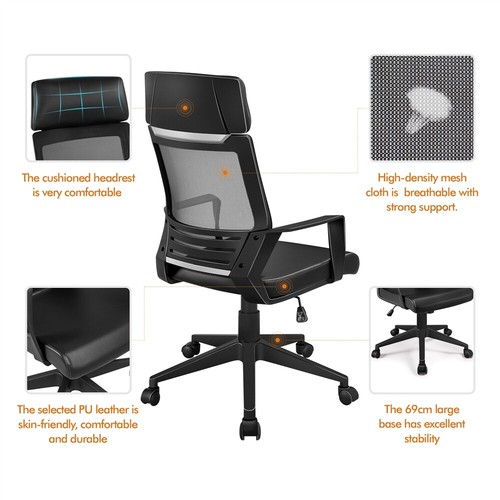 Mesh Back Leather Seat Office Desk Task Swivel Rolling Chairs Clearance ...