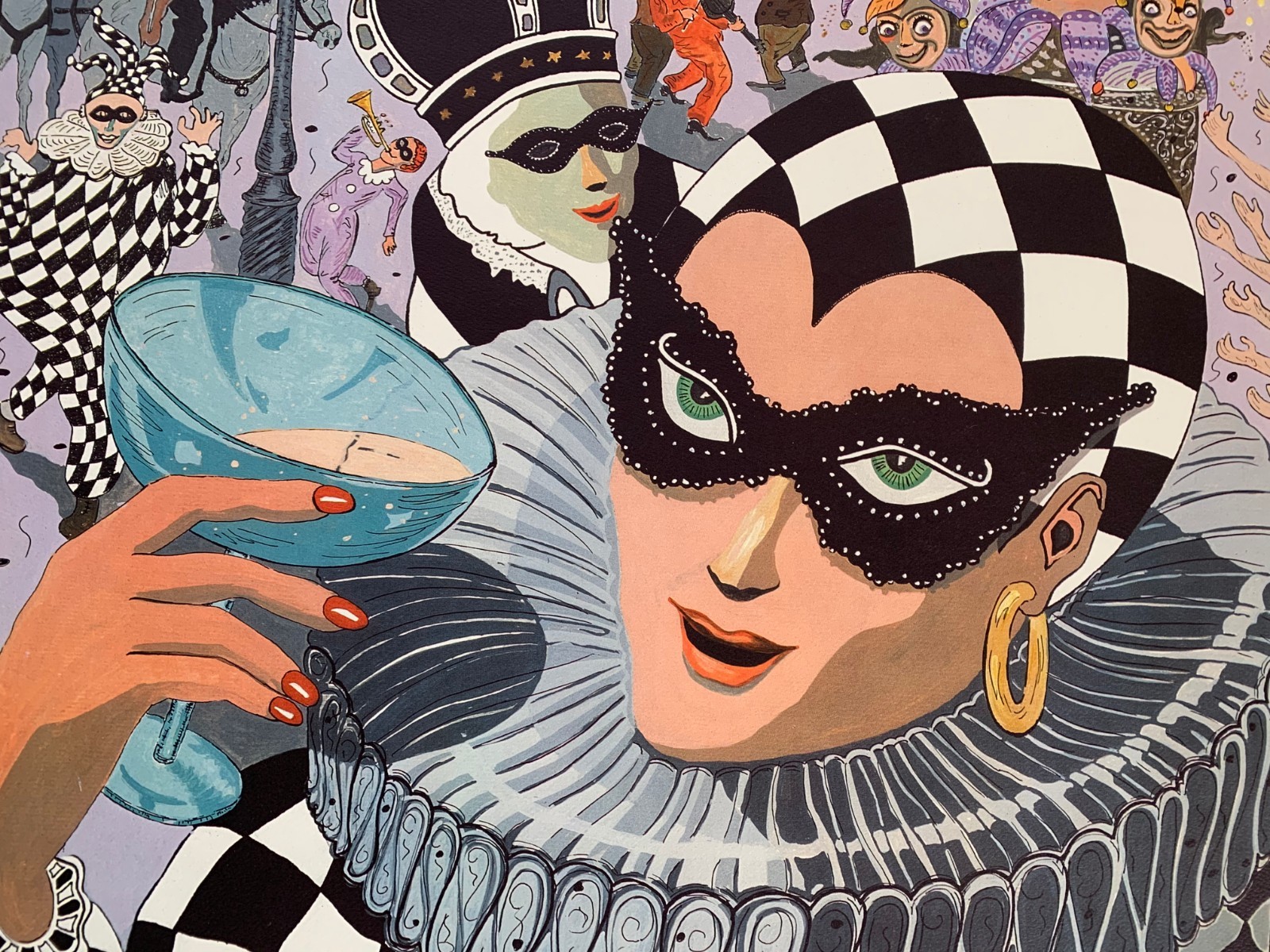 LE MARDI GRAS BY GEORGE LUTTRELL,NEW ORLEANS, RARE SIGNED 1993 ART ...