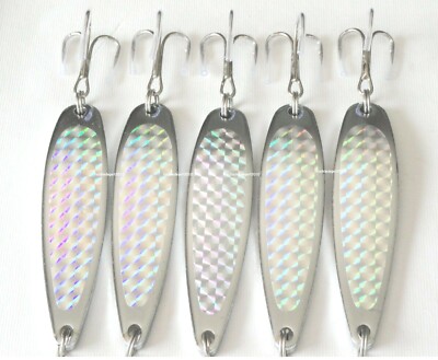 1 to 100 Pieces 2oz Casting Crocodile Spoons Silver Holographic Fishing ...