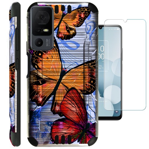 SILVERGUARD For TCL 40XL Phone Case Cover +TEMPERED GLASS/ BUTTERFLY ...