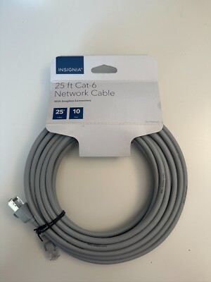 Insignia 25' Foot Cat-6 High Speed Internet Ethernet Cable Gray BRAND ...