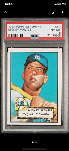 MICKEY MANTLE 1983 1952 Topps Reprints Series #311 PSA 8 73480908 ...