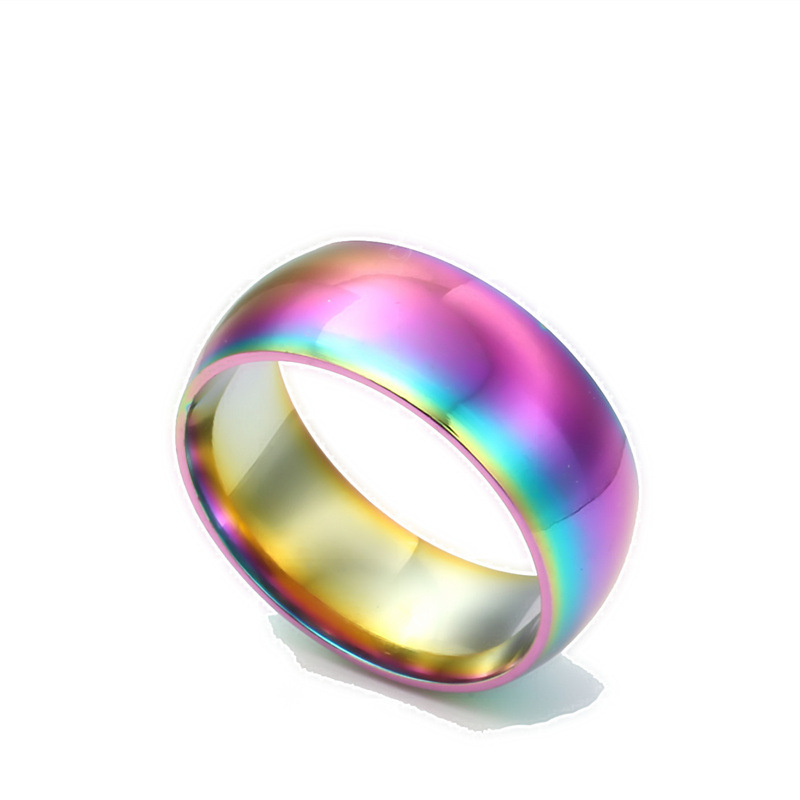 4mm/6mm/8mm Mystic Rainbow Titanium Steel Mens Women's Party Band Ring ...