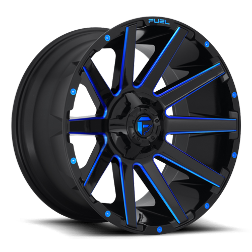 20 INCH FUEL CONTRA 20X9 6X139.7 +20 GLOSS BLACK BLUE TINT FIT RANGER ...