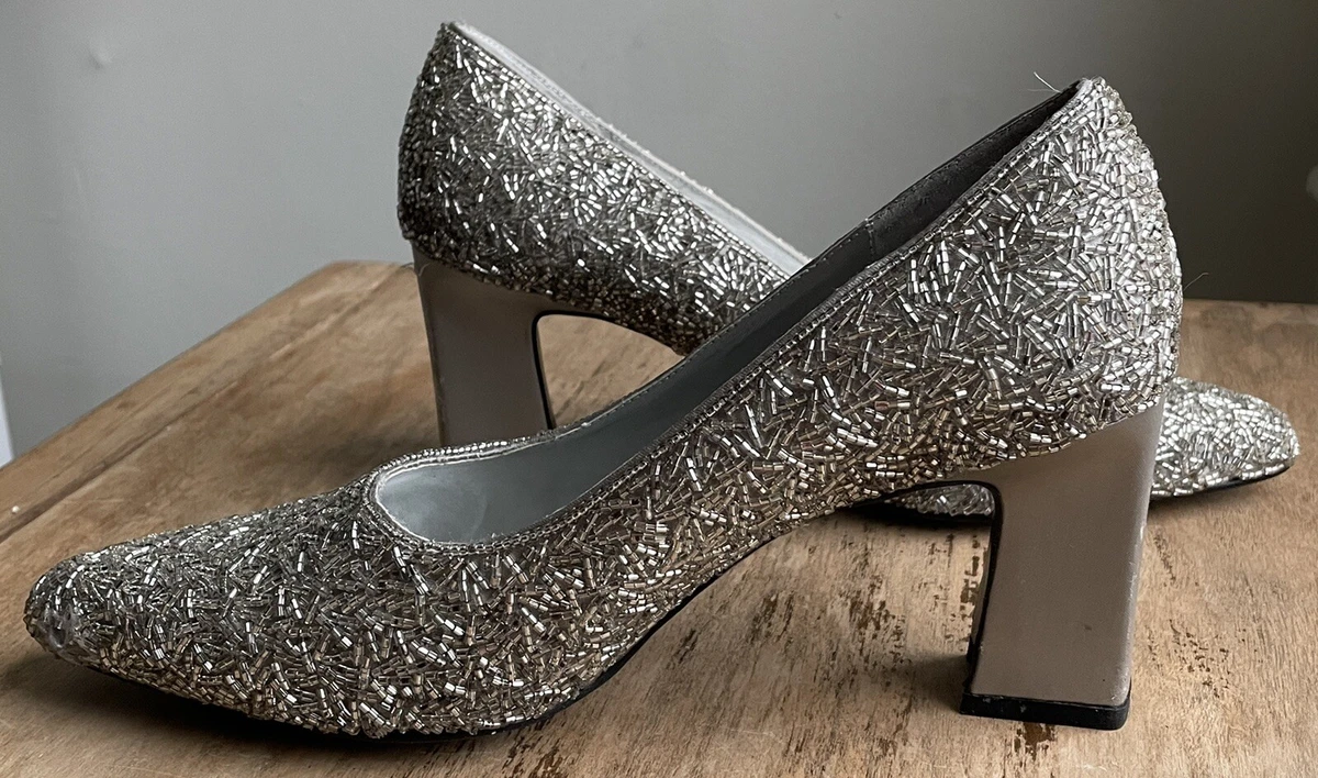 Silver Satin Heels