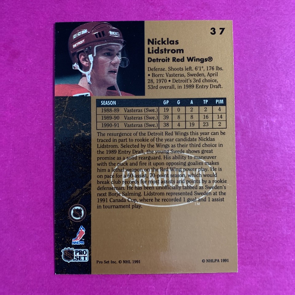 🐶 1991-92 Parkhurst #37 Niklas Lidstrom Rookie RC Card Red Wings | eBay