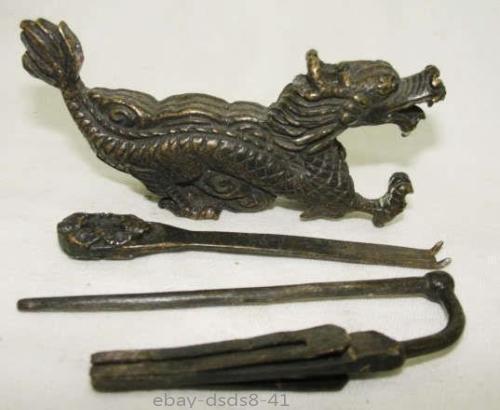 Rare Chinese Old Style Brass Carved Dragon Lock and Key NRR | eBay