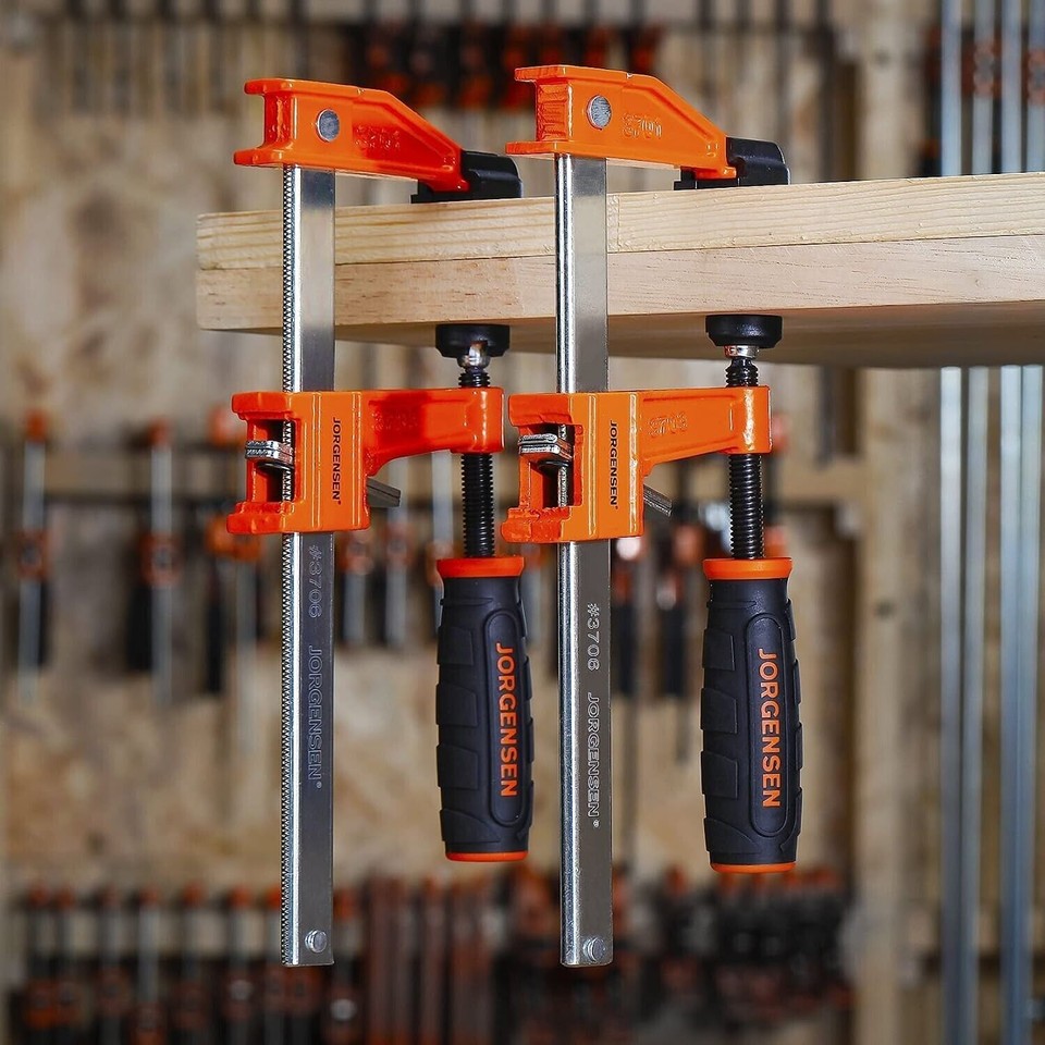 Jorgensen 6''Bar Clamp Set 2-Pack Steel F Clamp Light Duty 300 lbs Load ...