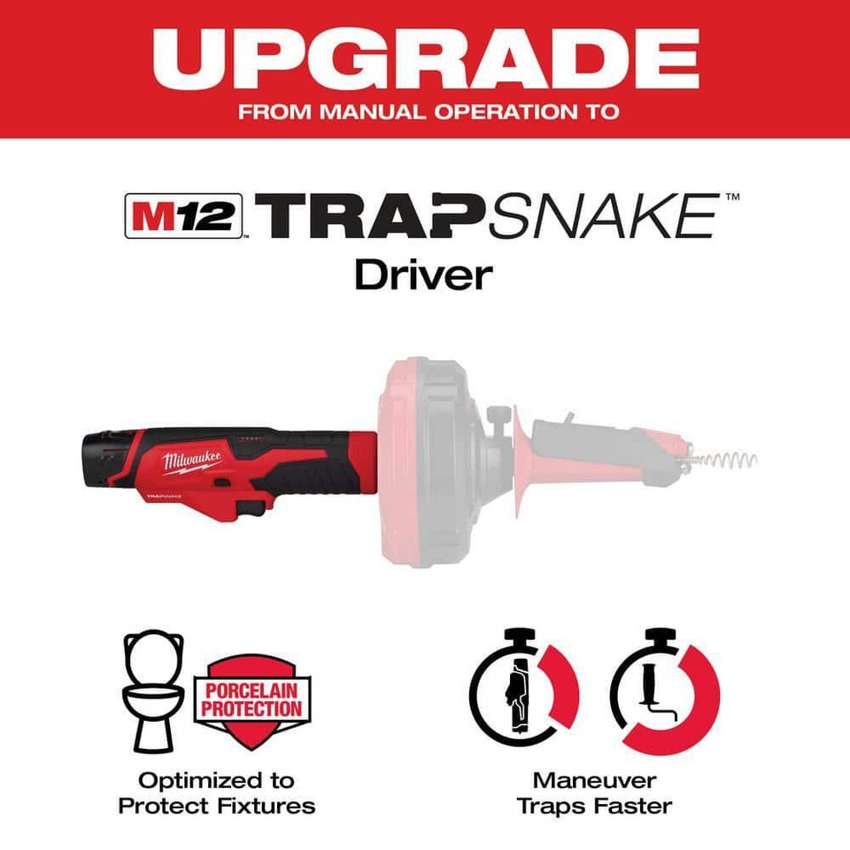 M12 TRAP SNAKE 25Ft Drum Auger Drain 12V Lion Cordless Power Tool w ...