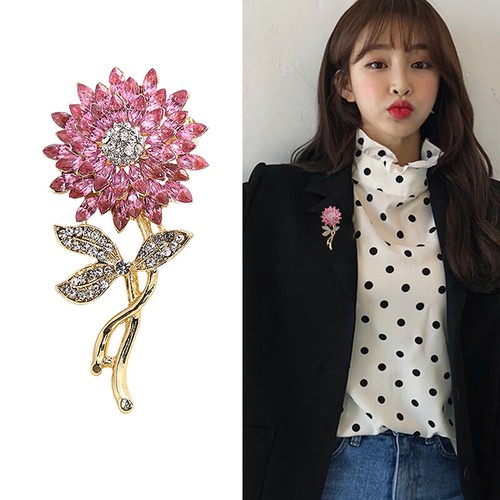 Crystal Rhinestone Sunflower Brooches For Women Wedding Banquet Party ...