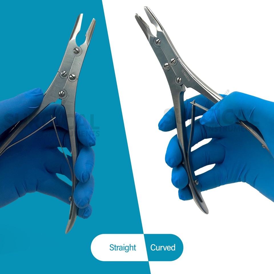 Set of 2 Pcs Ruskin Bone Rongeur 7.50" Straight & Curved 7mm Bite ...