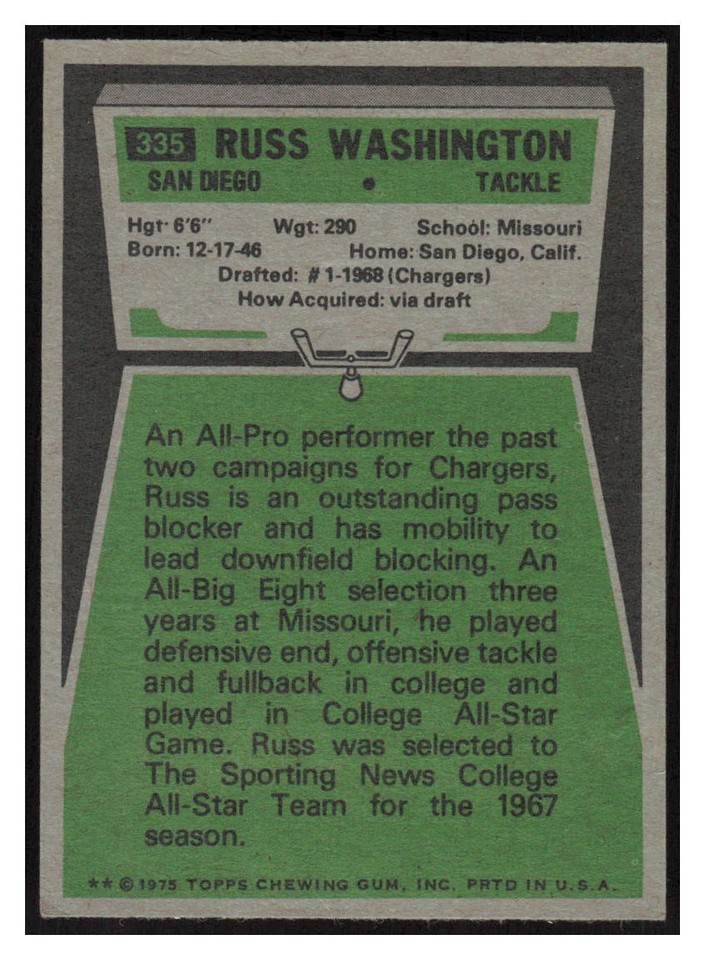1975 Topps #335 Russ Washington | eBay
