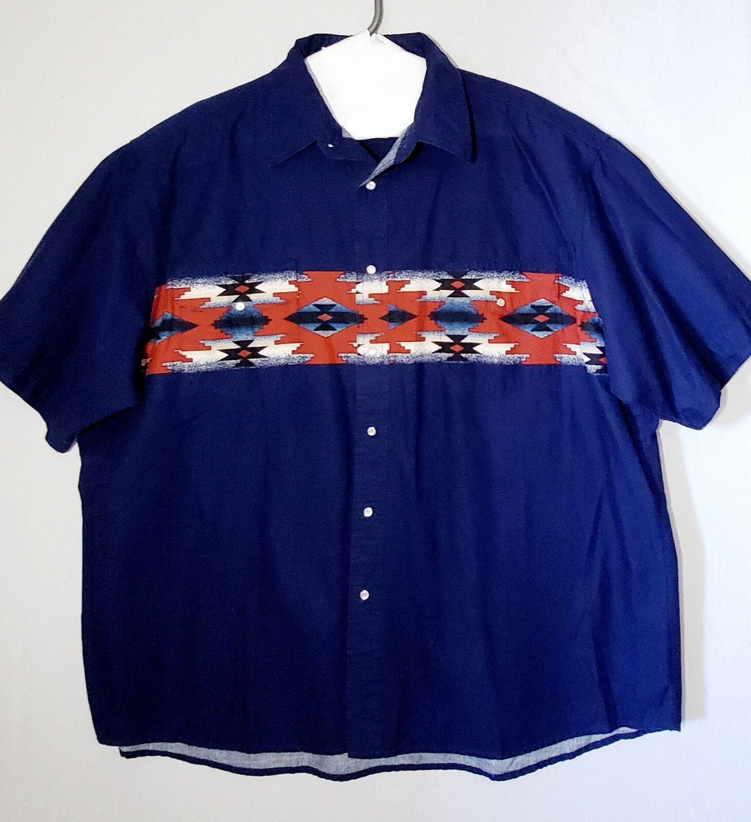 Rustler By Wrangler Shirt 2X Blue Short Sleeves Snap Pearl Button ...